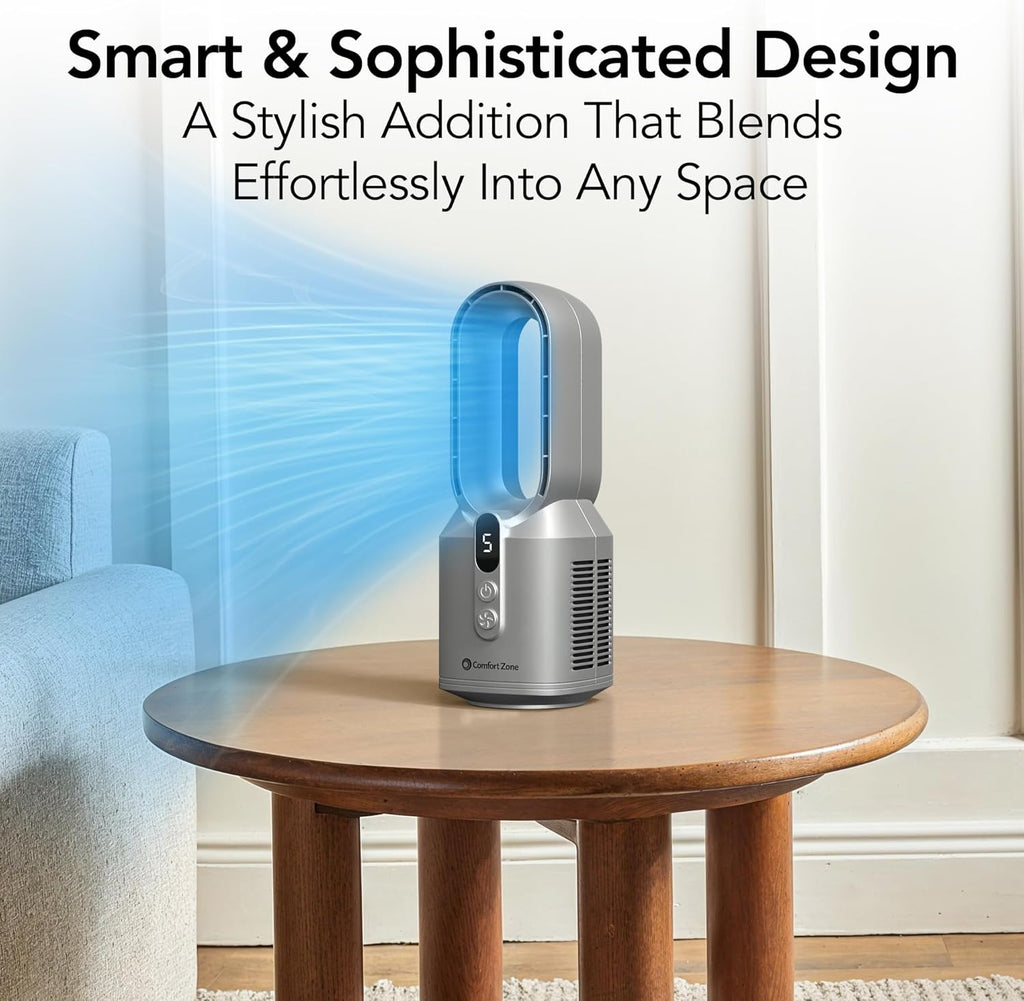 Comfort Zone 14" 5-Speed Rechargeable Bladeless Tabletop Fan – Comfort ...