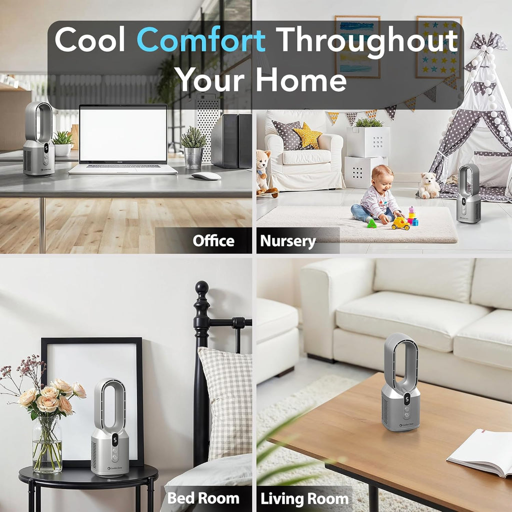 Comfort Zone 14" 5-Speed Rechargeable Bladeless Tabletop Fan – Comfort ...