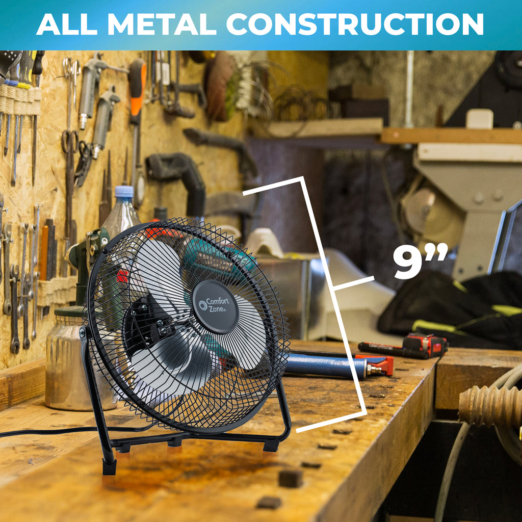 Comfort Zone 9" 3-Speed Floor Fan in Black – Comfort Zone, Mr. Brands, LLC.