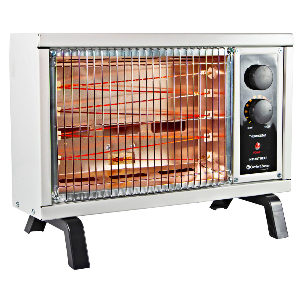 Comfort Zone Electric Radiant Space Heater w/Adjustable Thermostat in ...