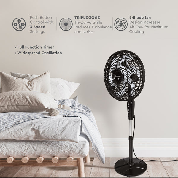 Comfort Zone 18" Smart Wi-Fi 3-Speed Oscillating Stand Fan – Comfort ...