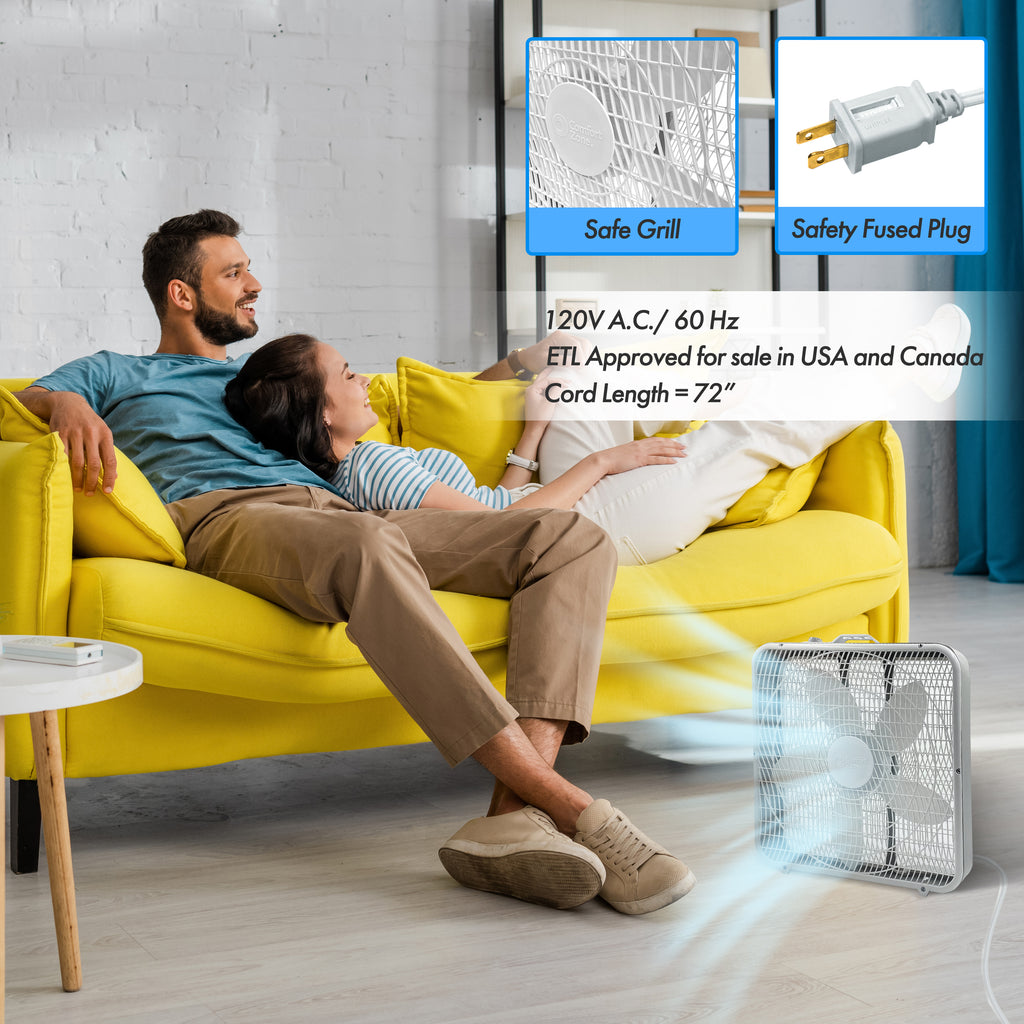 Comfort Zone 20" 3-Speed Box Fan – Comfort Zone, Mr. Brands, LLC.