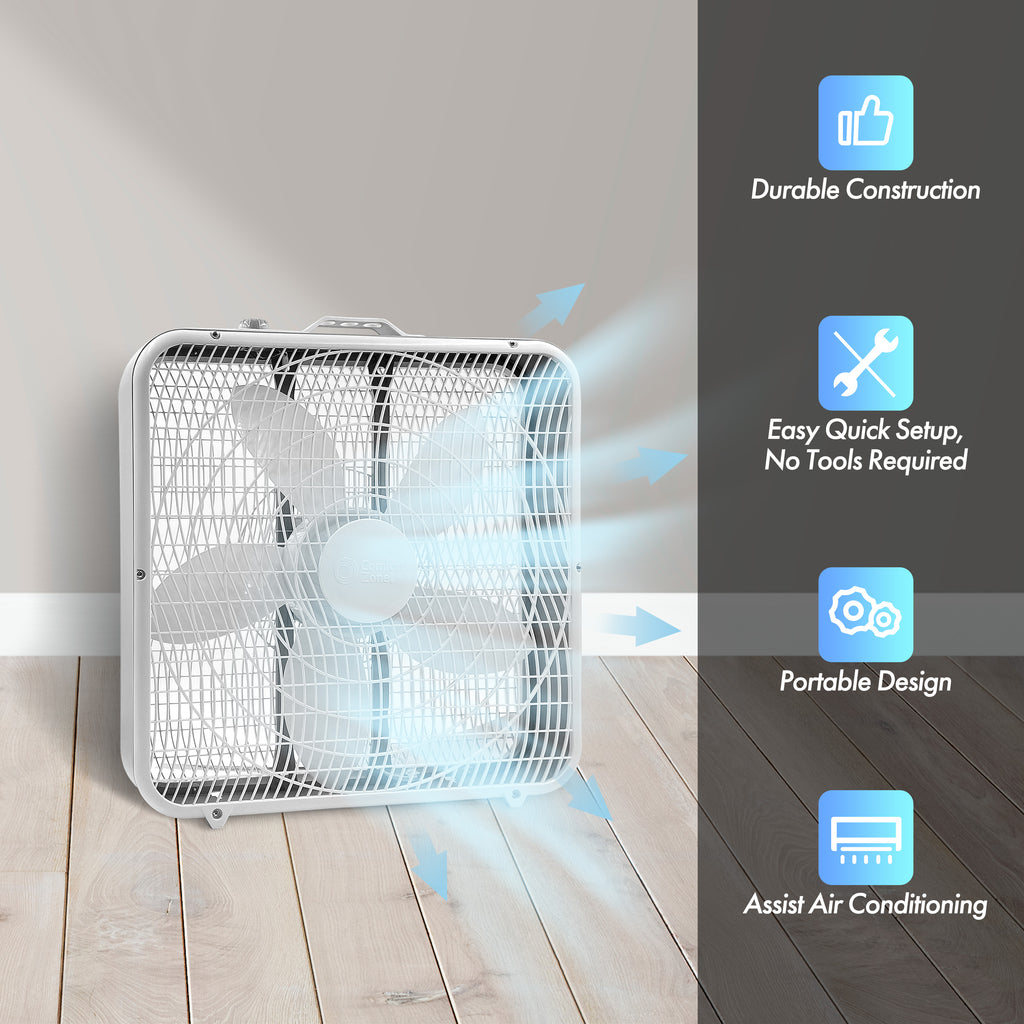 Comfort Zone 20" 3-Speed Box Fan – Comfort Zone, Mr. Brands, LLC.